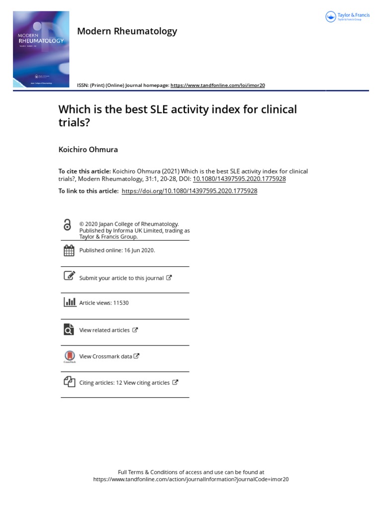 Best SLE Activity Index for Trials | PDF