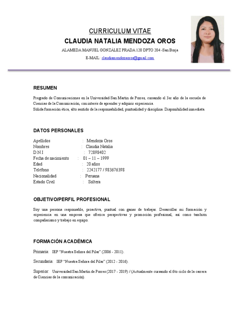 Curriculum Vitae Claudia | PDF