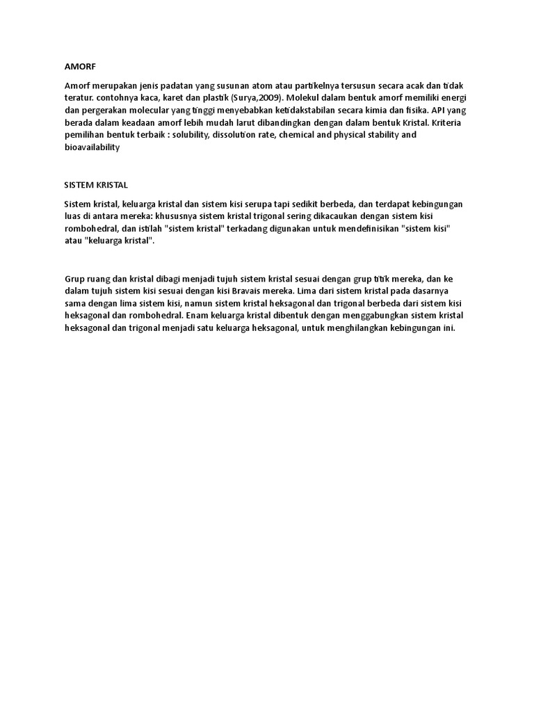 Perbedaan Kristal dan Amorf | PDF