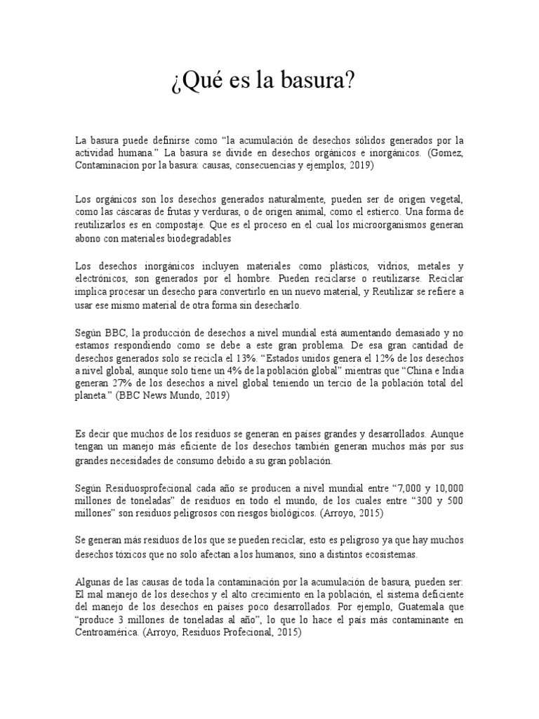 Qué Es La Basura | PDF | Residuos | Gestión de residuos