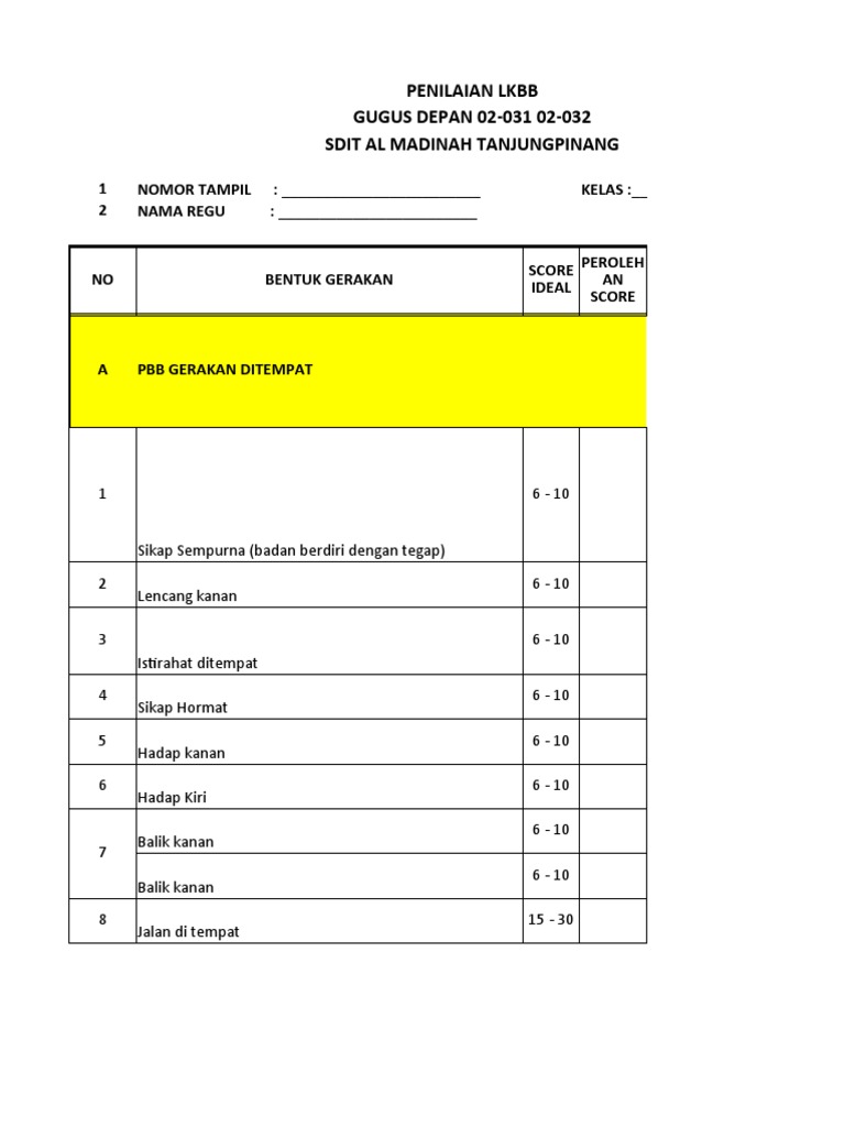 Penilaian LKBB Pramuka Penggalng Kelas 5 | PDF