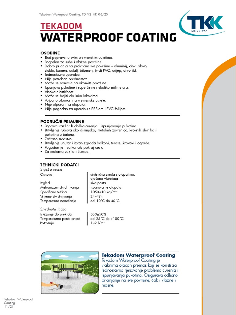 Tekadom Waterproof Coating TD - V2 - HR - 06 20 | PDF