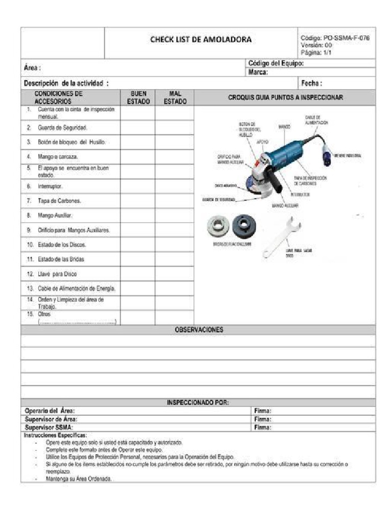 Check List Pulidora | PDF