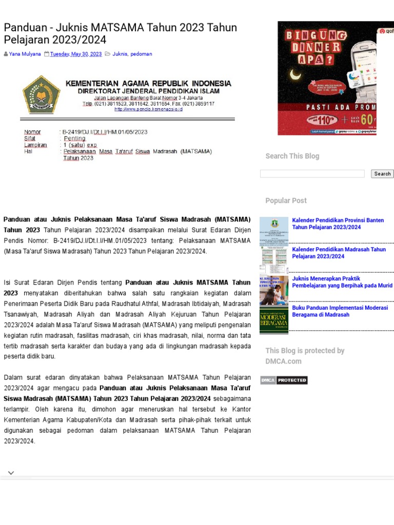 Panduan - Juknis MATSAMA Tahun 2023 Tahun Pelajaran 2023 - 2024 ACUAN ...