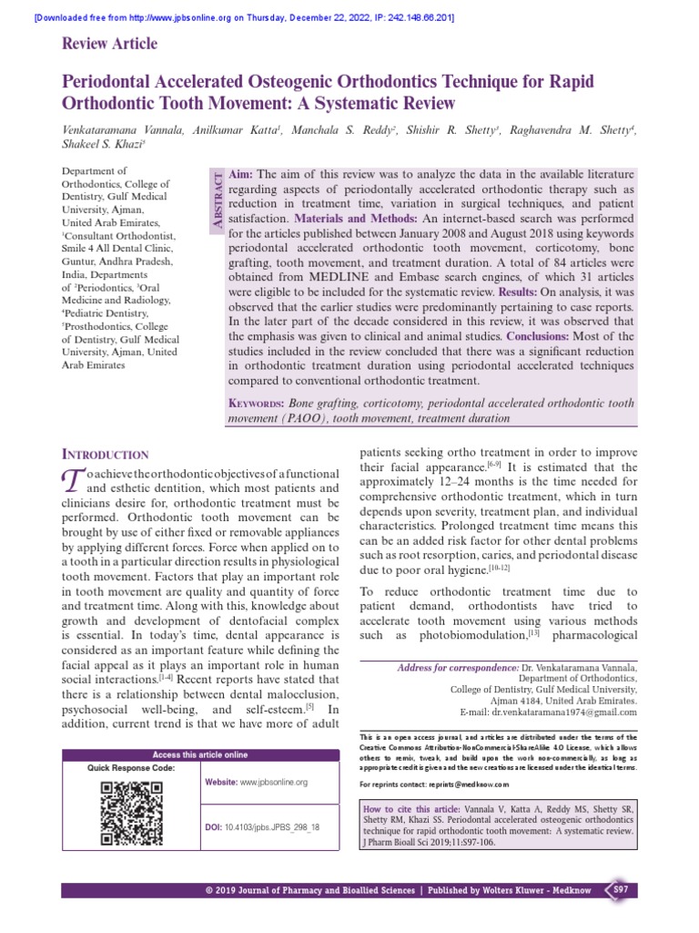 Periodontal Accelerated Osteogenic Orthodontics Technique For Rapid ...