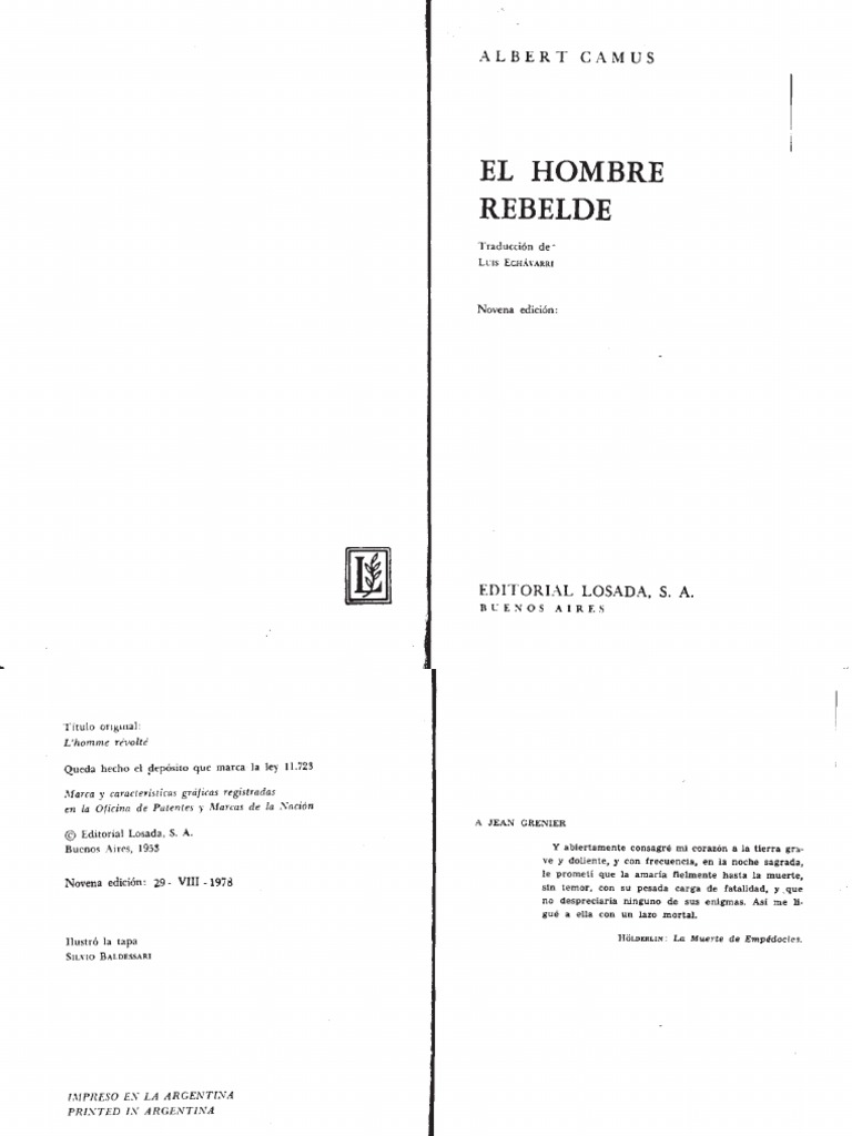 Camus El Hombre Rebelde Cap I | PDF