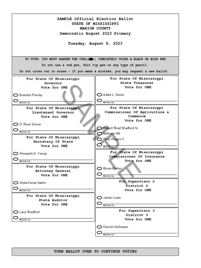 Marion County - Democratic Sample Ballot | PDF | Political Events | The ...