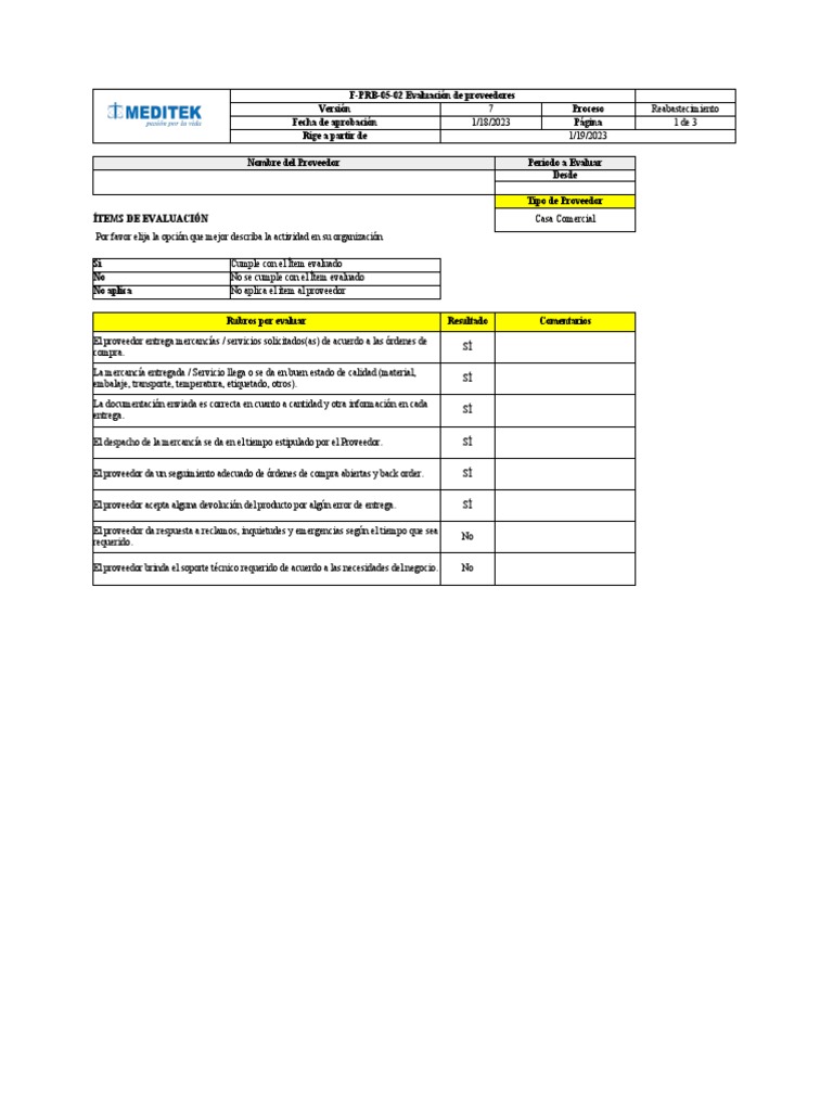 Evaluacion de Proveedores | PDF Evaluacion de Proveedores | PDF
