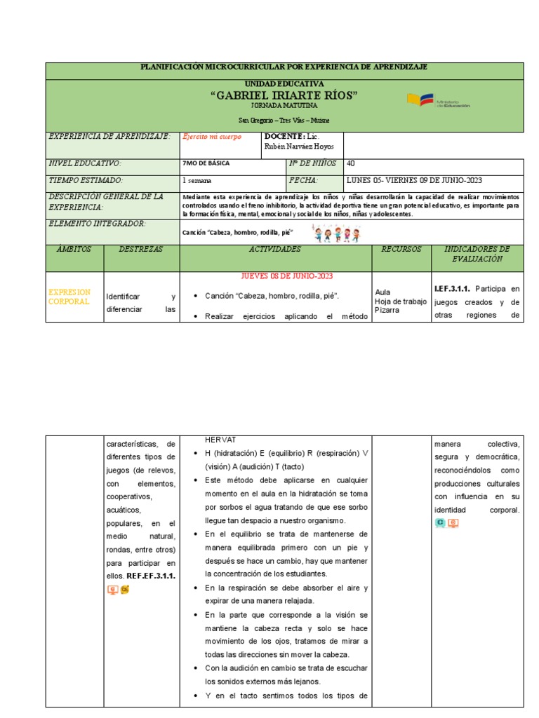 PLANIFICACIÓN MICROCURRICULAR POR EXPERIENCIA DE APRENDIZAJE RUBEN | PDF | Exponenciación ...