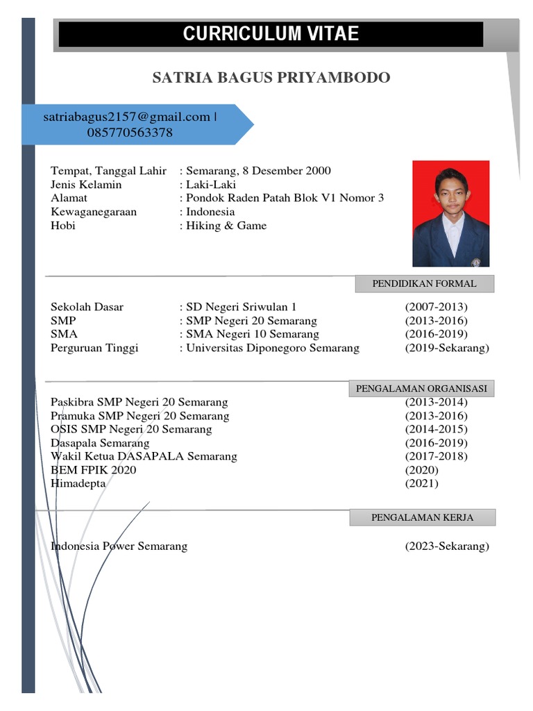 CV Satria Bagus Priyambodo | PDF