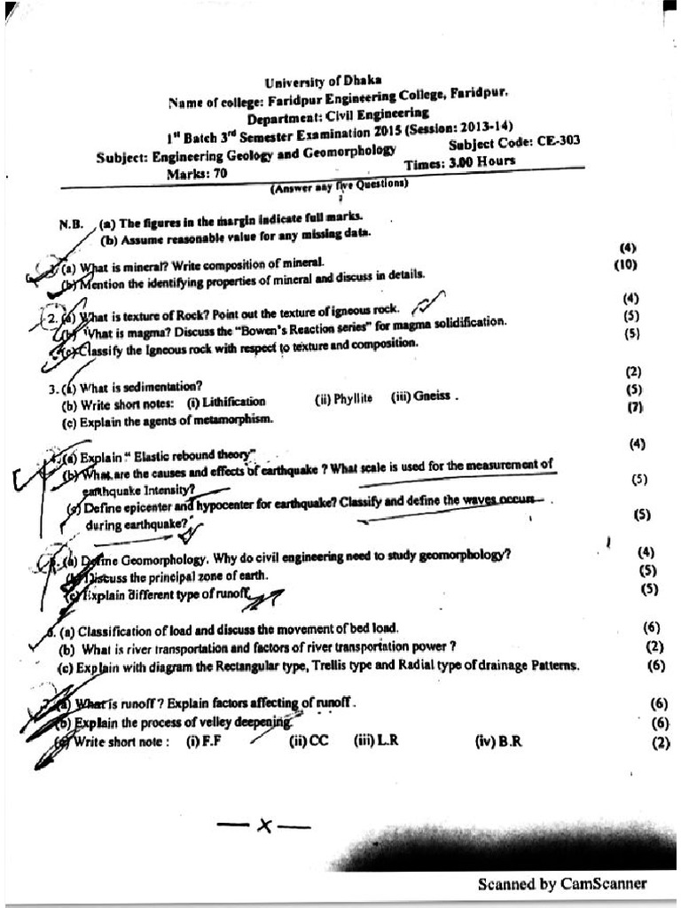 Geography and Geomorphology Ex Question 2015-2020 | PDF