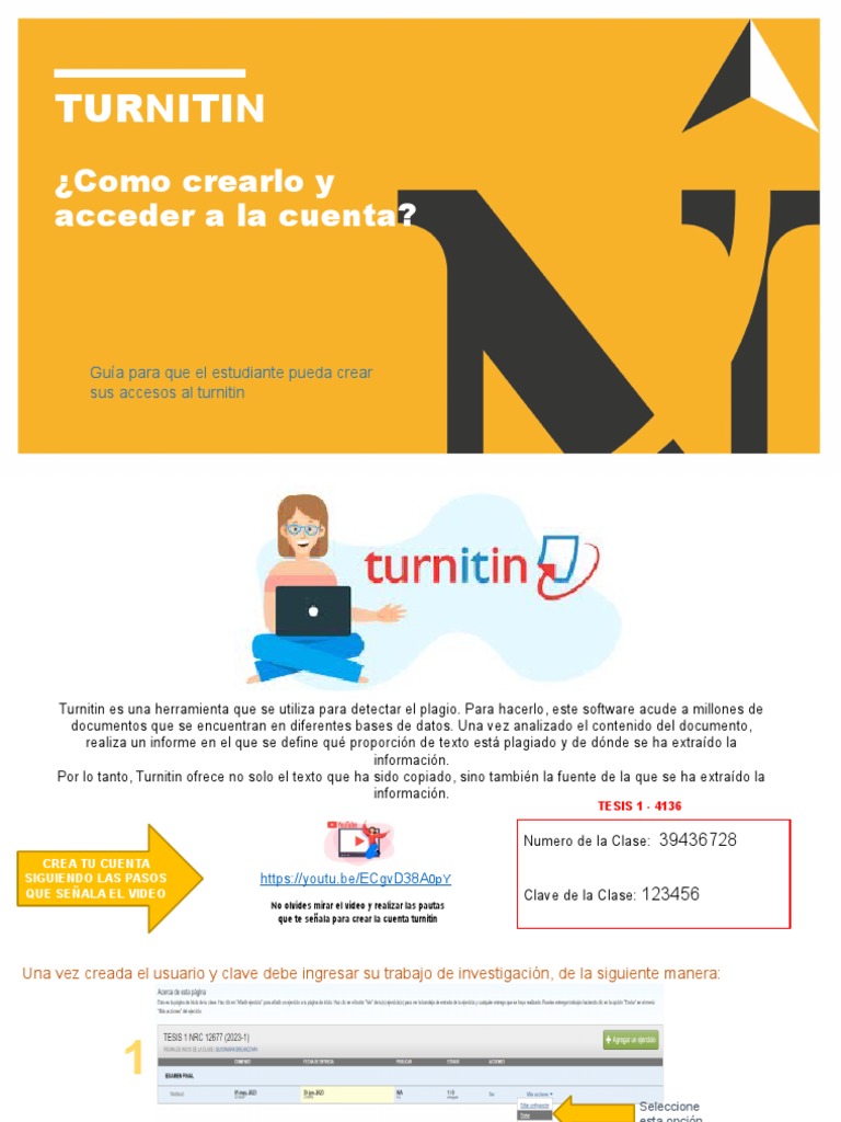 Turnitin Como Crearlo y Acceder A La Cuenta - TT1 4136 | PDF | Turnitin | Ciencias de la Información