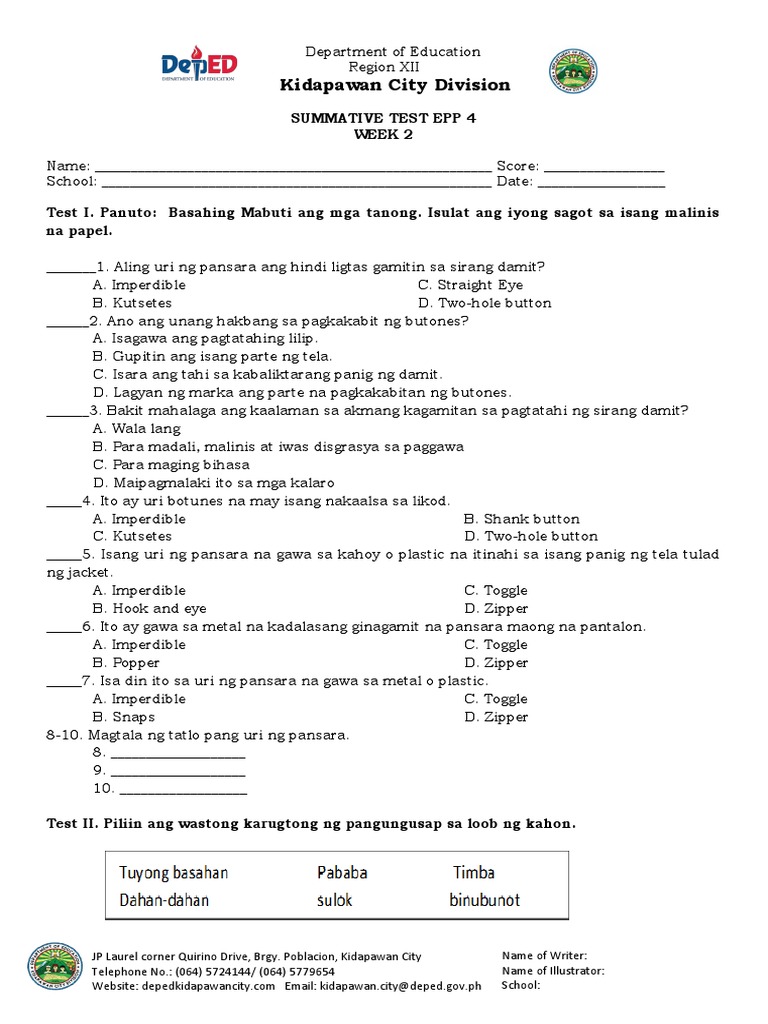Week 3-4 - Summative Test | PDF