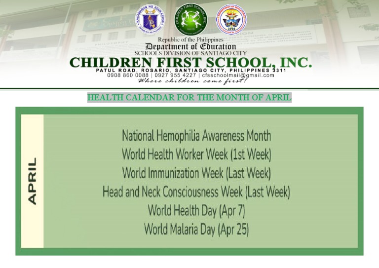 Health Calendar For The Month of April | PDF