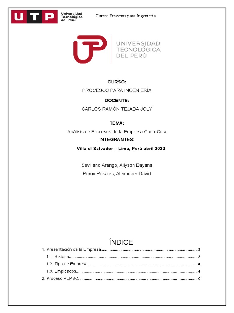 Informe Final de Procesos para Ingeniería | PDF