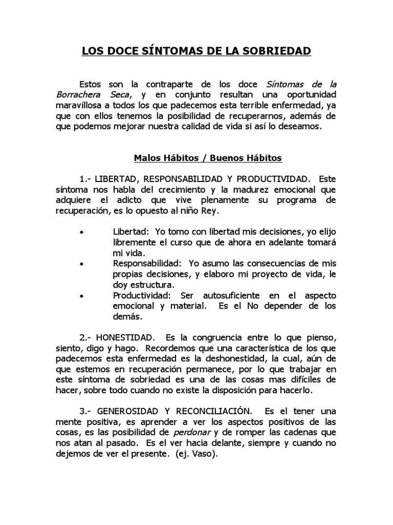 12 Sintomas de Sobriedad | PDF | Amor | Sicología