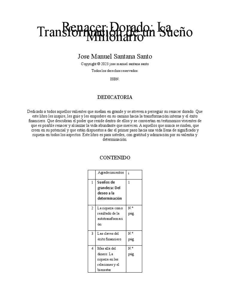 Renacer Dorado: La Transformación de Un Sueño Millonario | PDF | Gratitud | Presupuesto