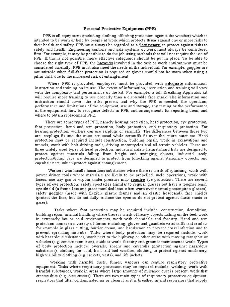 Reading Comprehension | PDF | Personal Protective Equipment | Equipment