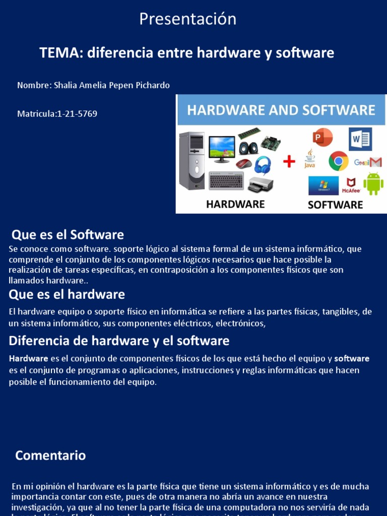 Diferencias Entre Hardware Y Software Comparación De Hardware Y