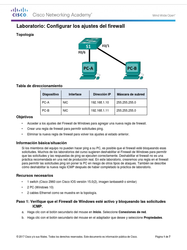 7.4.2.3 Lab - Configure Firewall Settings | PDF