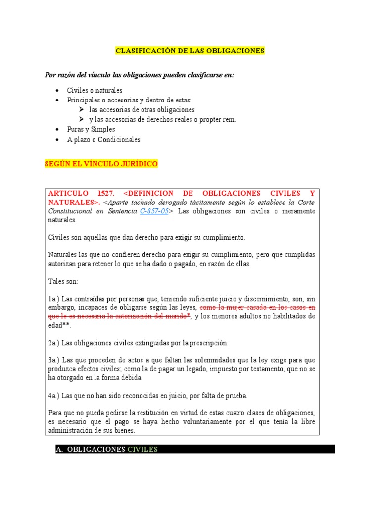 Clasificación de Las Obligaciones | PDF | Pagos | Estatuto de limitaciones