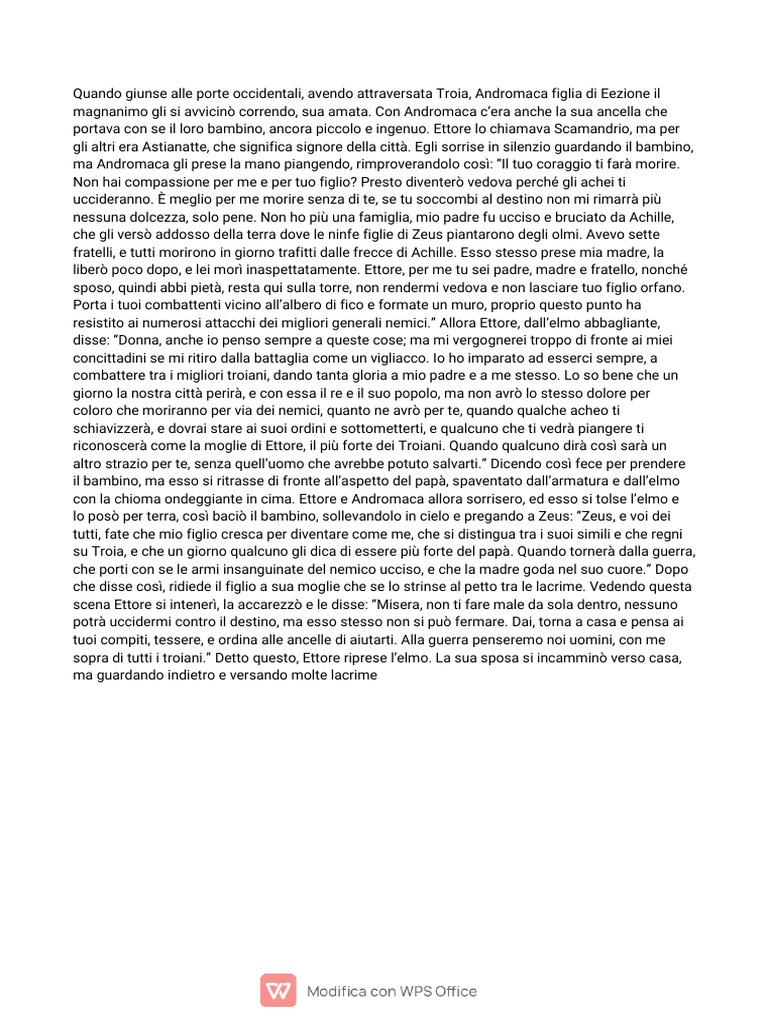 Parafrasi Ettore e Andromaca | PDF