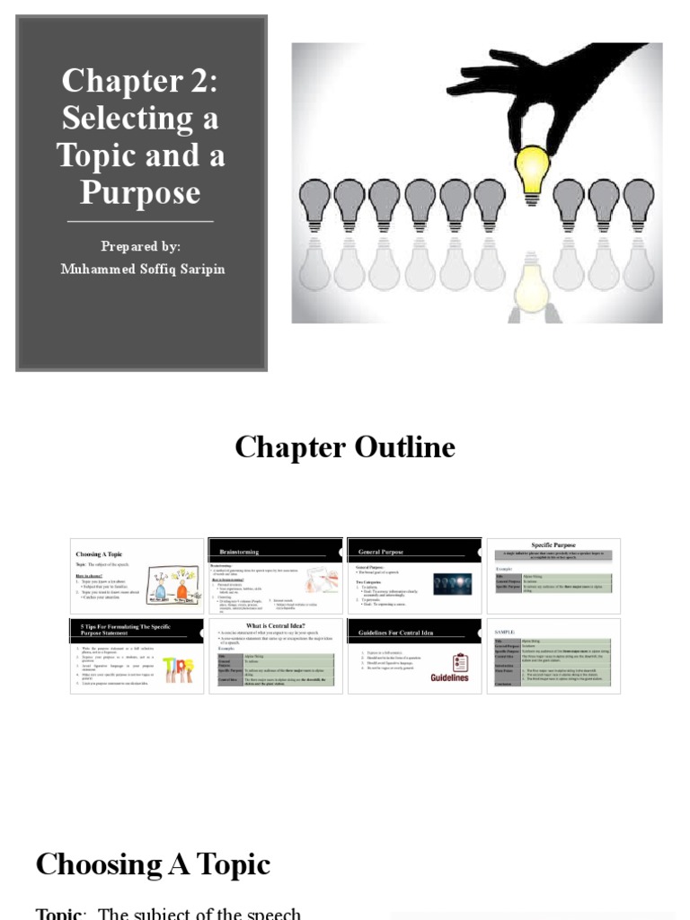 Selecting Speech Topics and Purposes | PDF | Linguistics | Communication