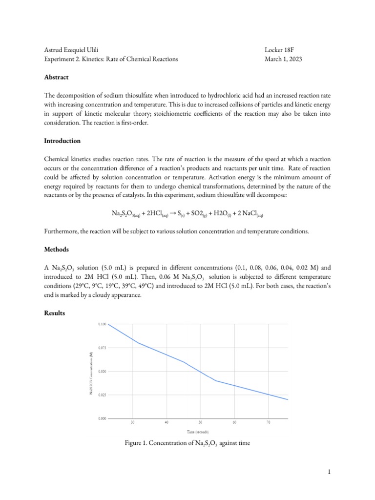 Post Lab Report On Rate of Decomposition of Stearic Acid | PDF ...