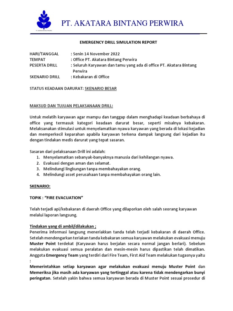 2022 - Simulasi Emergency Drill - Fix | PDF