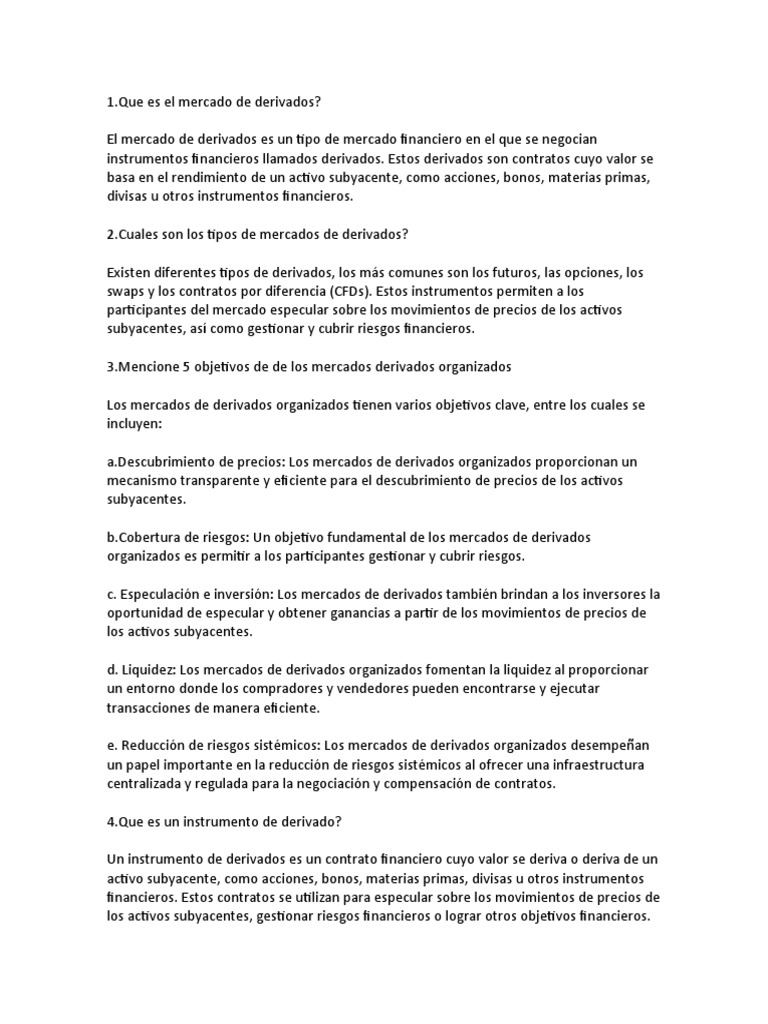 Mercados De Derivados Pdf Opción Finanzas Mercado De Divisas