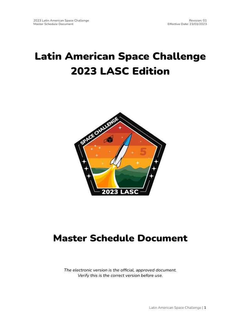 2023 LASC Master Schedule Document R01 | PDF