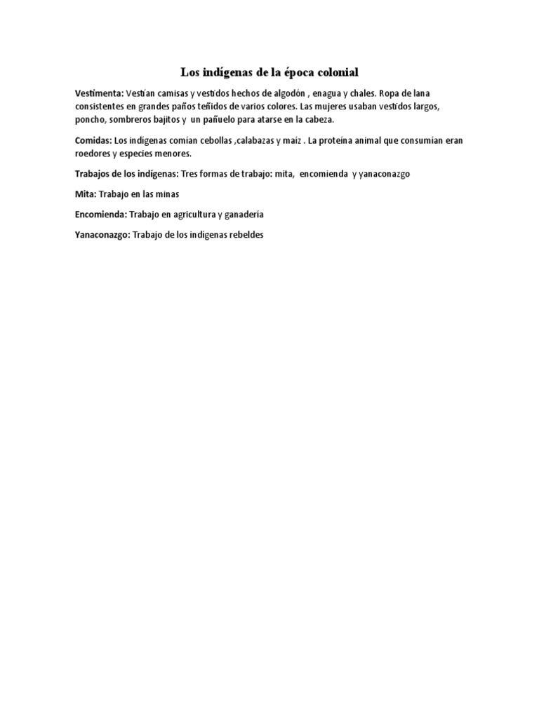 Indígenas en la época colonial | PDF