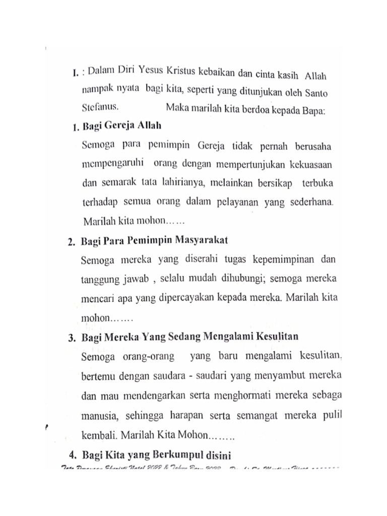 Doa Umat ST - Stefanus | PDF