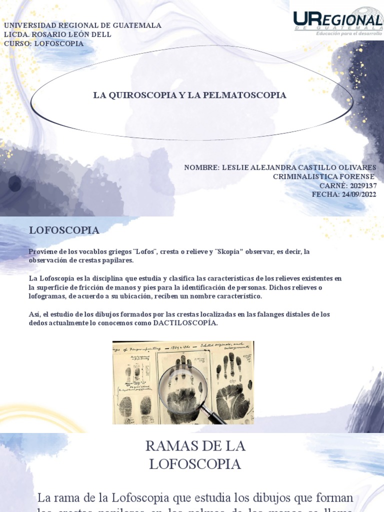 Lofoscopia: Quiroscopia y Pelmatoscopia | PDF | Huella dactilar ...