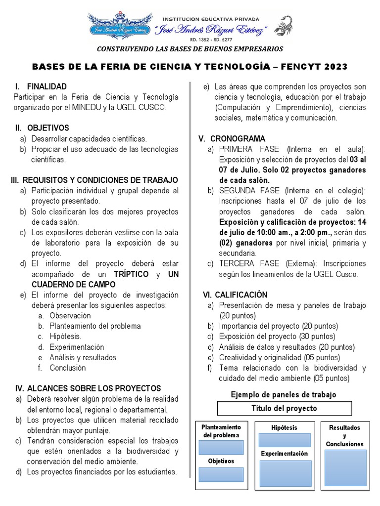 Bases - Fencyt - 2023 | PDF | Experimentar | Science