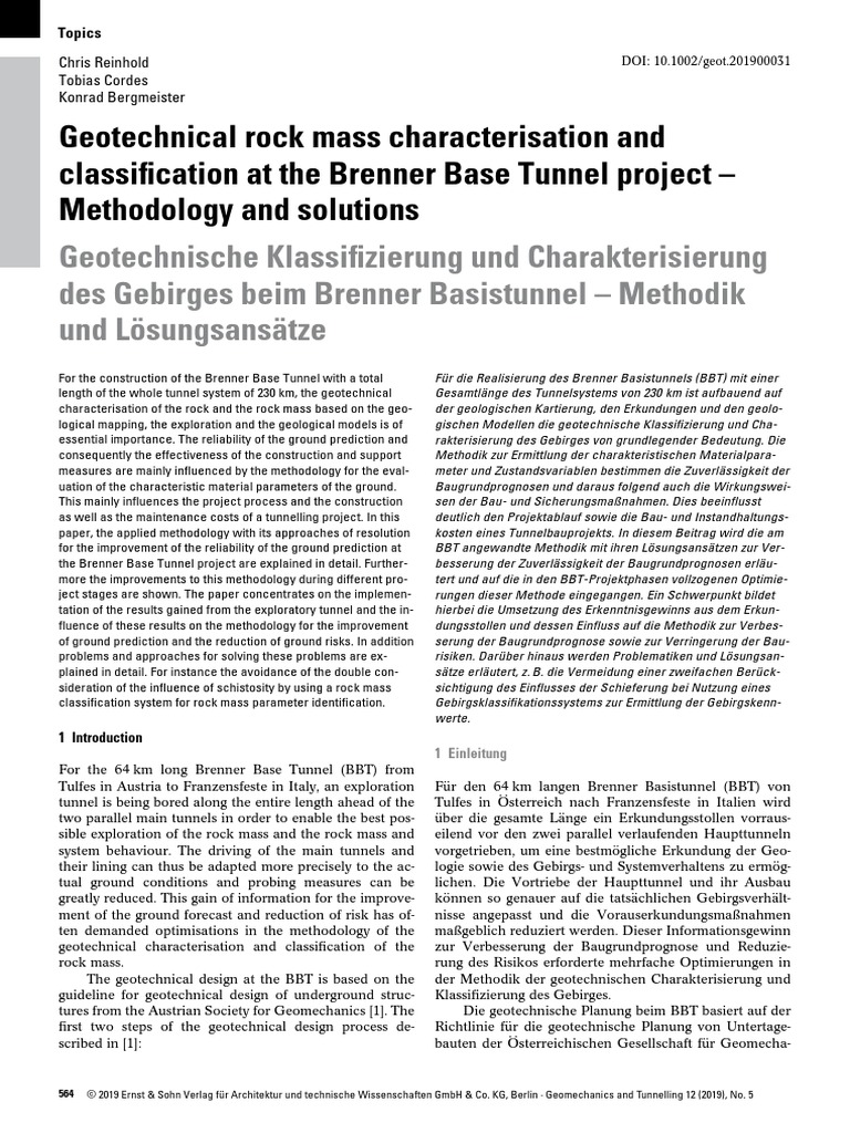 Geotechnical Rock Mass Characterisation And Classification Pdf