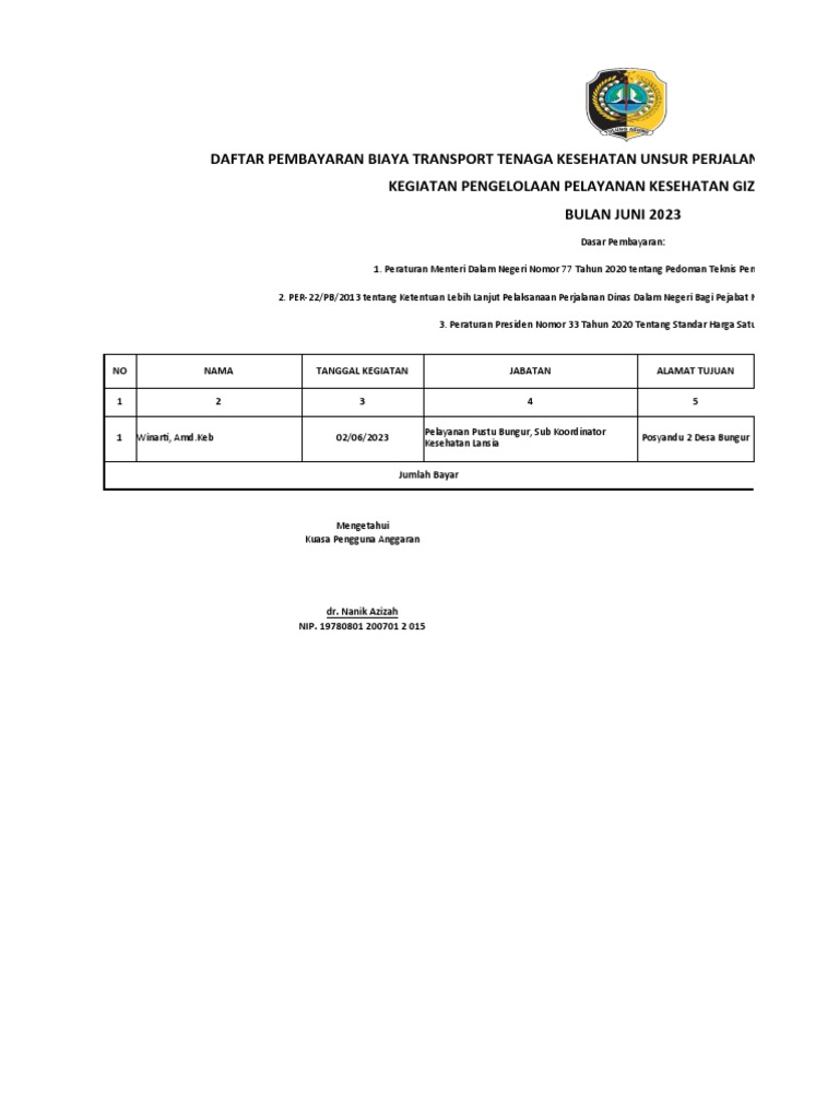 CONTOH Daftar Bayar | PDF