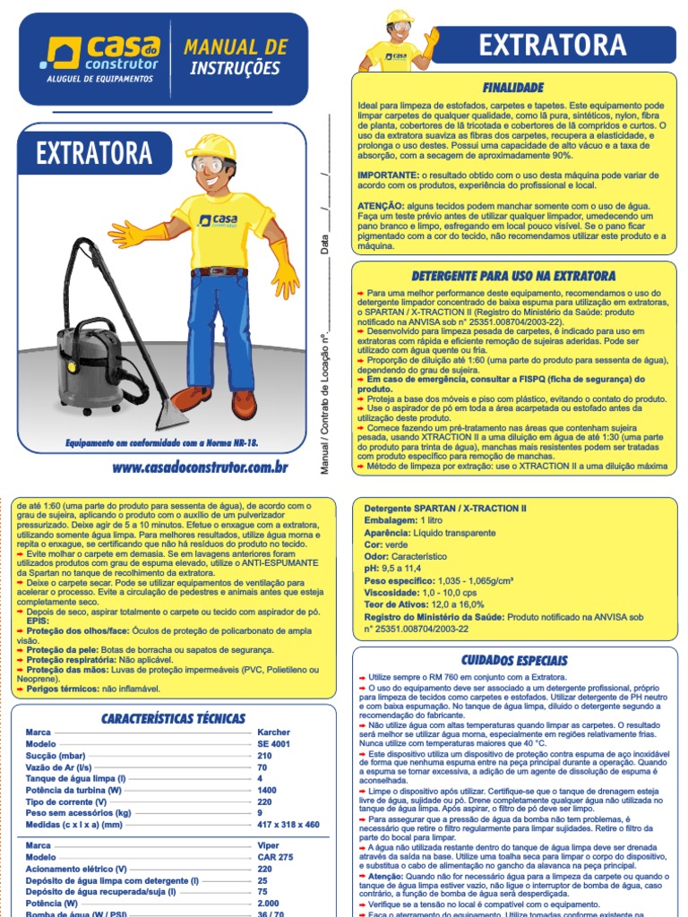 Manual de Instrucao Extratora Karcher Se 4001 | PDF | Ciências Físicas ...