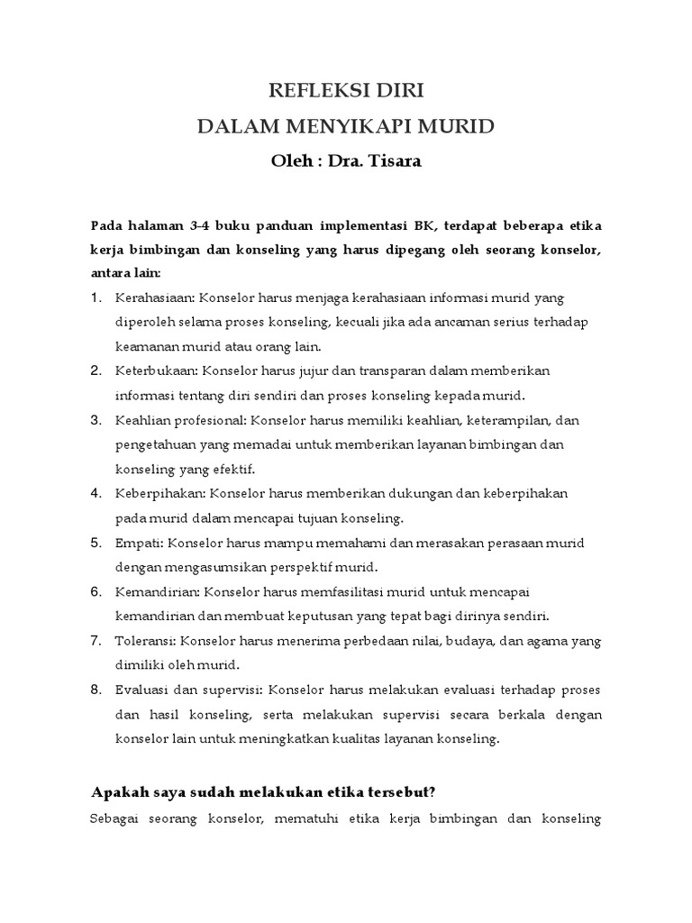 Aksi Nyata - Refleksi Diri Dalam Menyikapi Murid (Tisara) | PDF