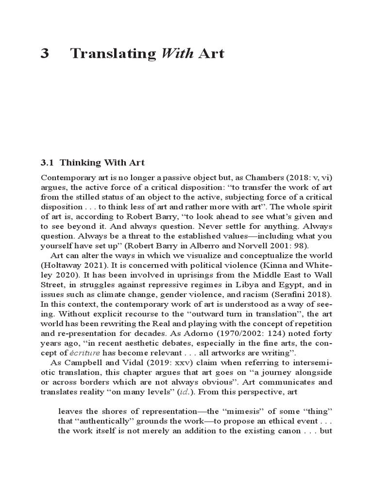 Translation and Contemporary Art: Transdisciplinary Encounters-3 ...