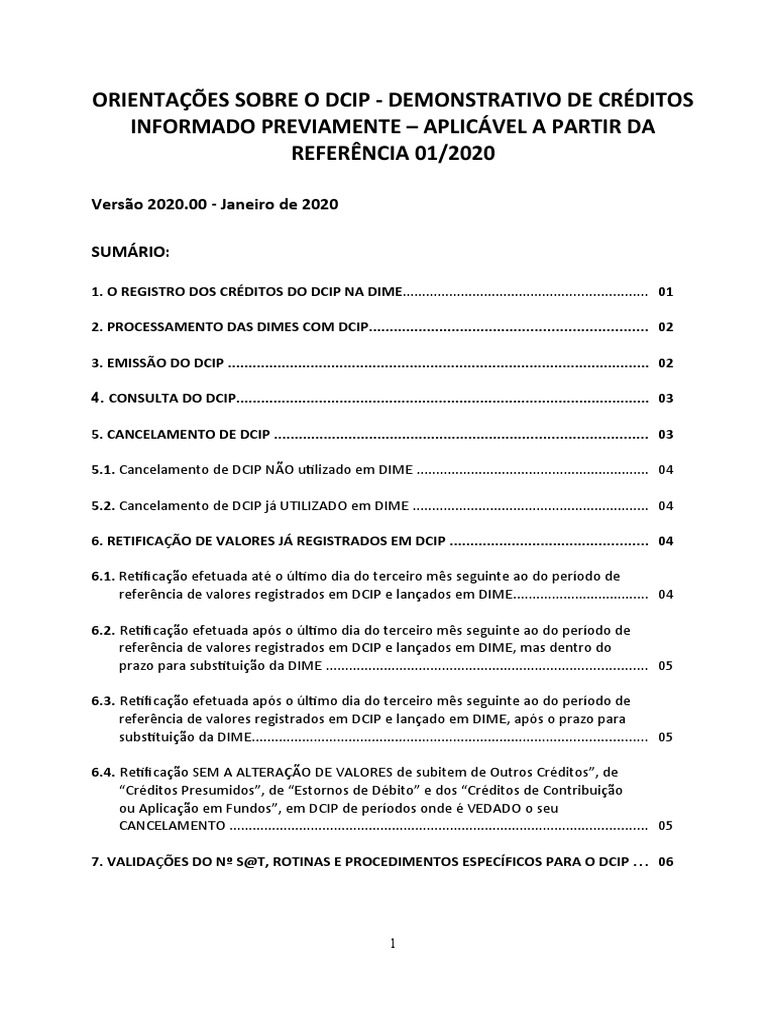 Dcip Orientacão 2020 | PDF | Conta de transação | Crédito