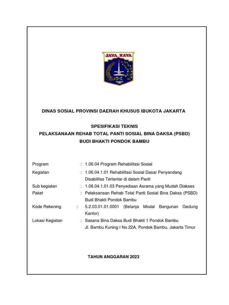 04 20juni2023 SPESIFIKASI TEKNIS PSBD BB2 | PDF