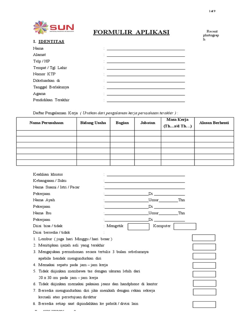 Formulir Aplikasi Rev 0 | PDF