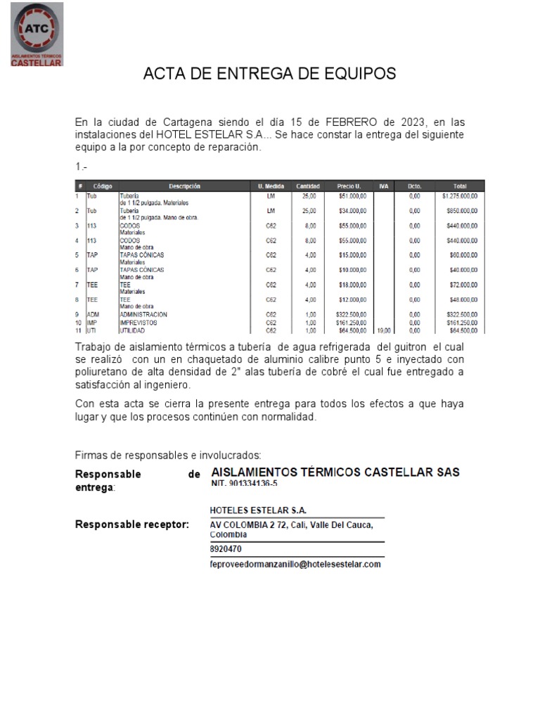 Actas de Entrega de Equipos | PDF | Tecnología