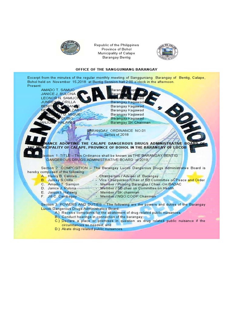 Adopting Ordinance Badac Ordinance | PDF | Nuisance | Public Law