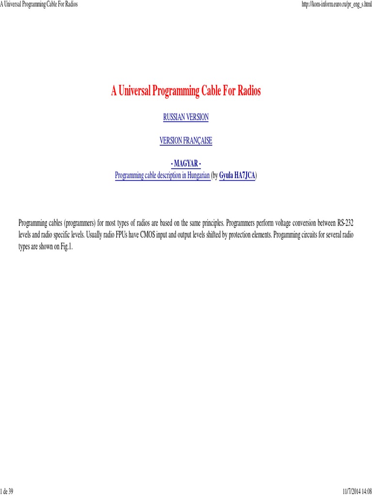 A Universal Programming Cable For Radios | PDF | Electrical Connector ...