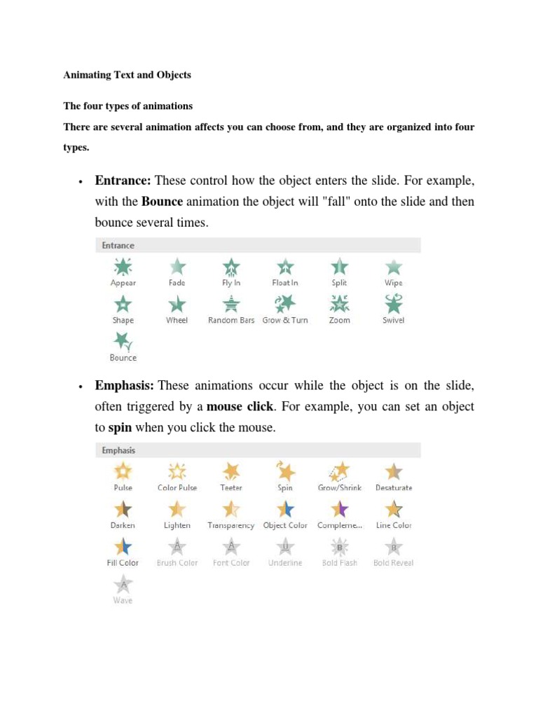 Animating Text and Objects | PDF | Menu (Computing) | Human–Computer Interaction