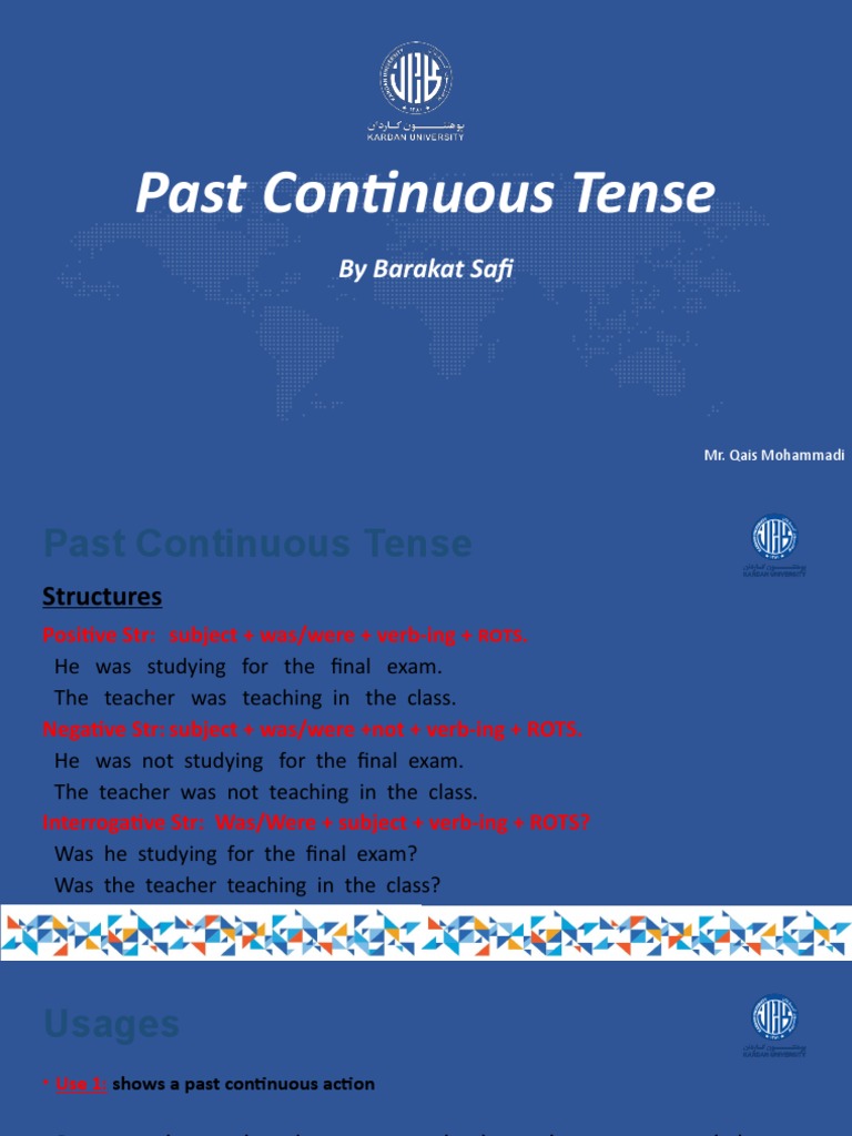 Past Continuous Tense | PDF | Verb | Sentence (Linguistics)