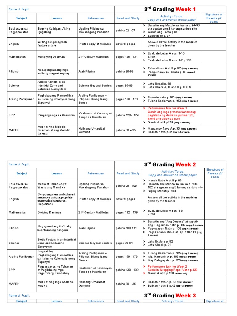 Activity Summary 3rd Grading | PDF