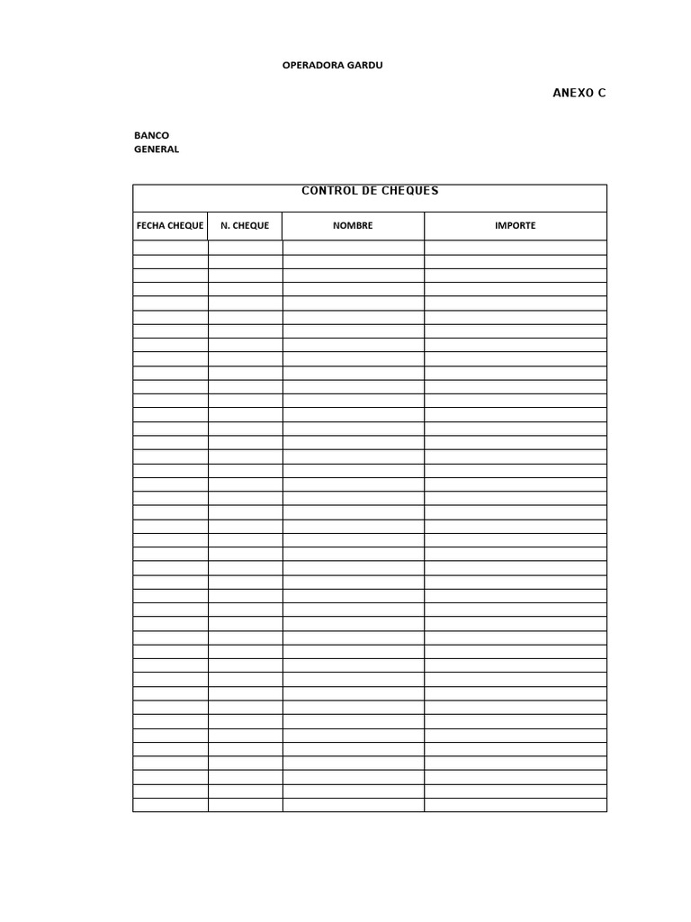 ANEXO C Control de Cheques | PDF